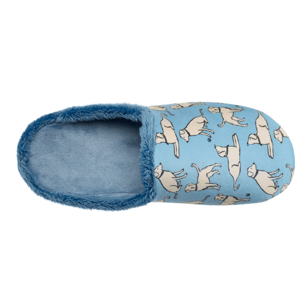 Coco - All Over Dog Print Mule Slipper - Demin Blue – Bedroom Athletics