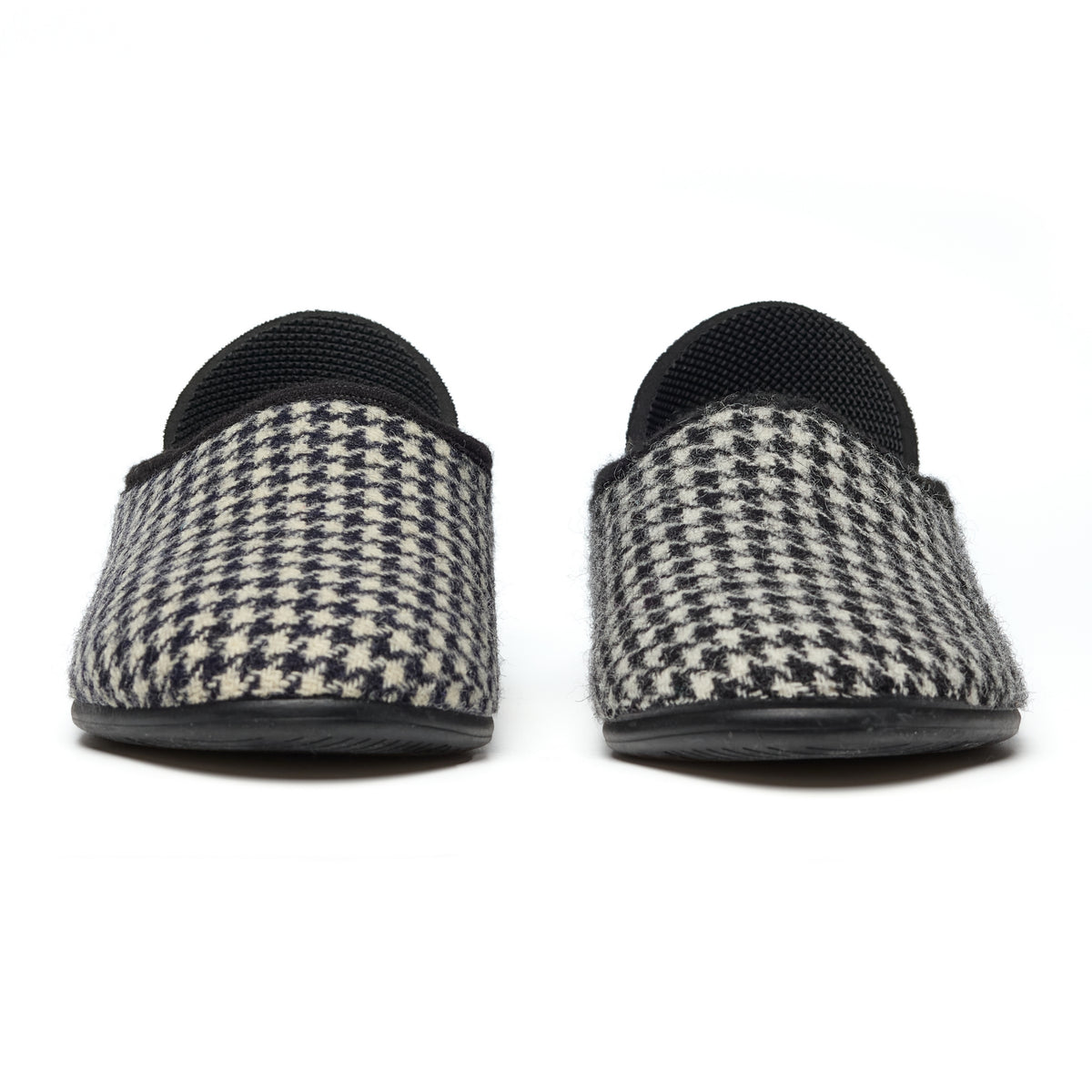 Harry - Harris Tweed Slipper - Black/White Houndstooth – Bedroom Athletics